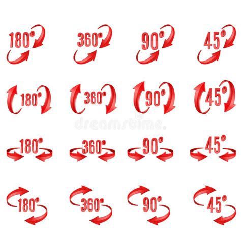 3d Curve Arrows And Rotation Angle Degrees Sing Stock Vector Illustration Of Circular View