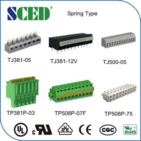 3 50mm spring push terminal block 5amp 16 22 awg pcb screwless terminal