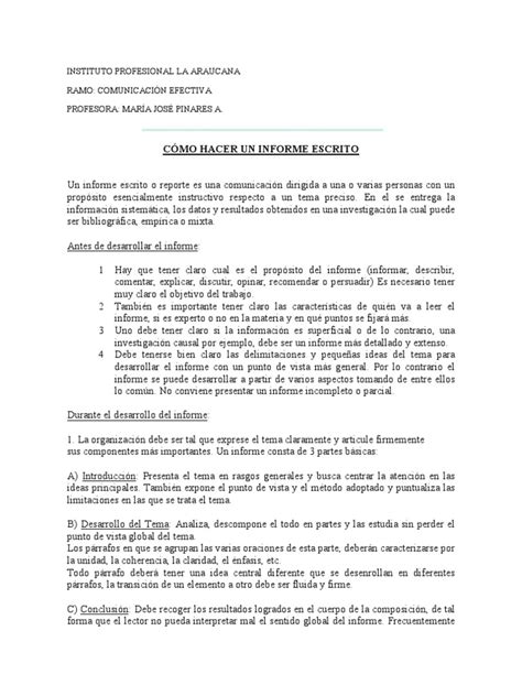 CÓmo Hacer Un Informe Escrito