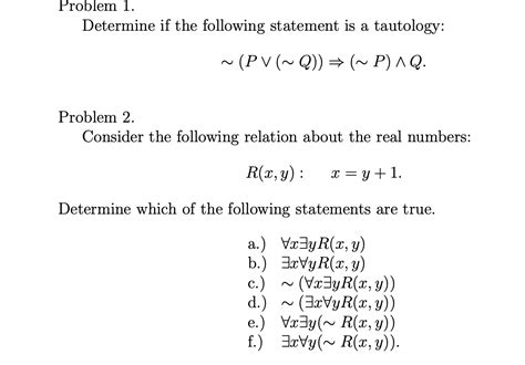 Solved Problem Determine If The Following Statement Is A Chegg