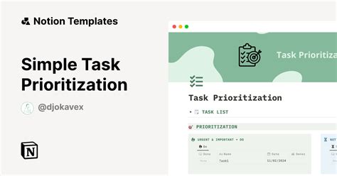Simple Task Prioritization Template By Djokavex Notion Marketplace