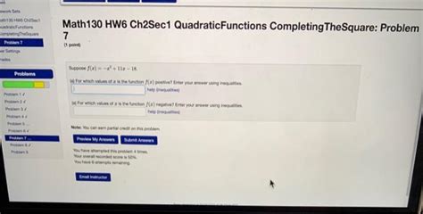 solved math130 hw6 ch2sec1 quadraticfunctions