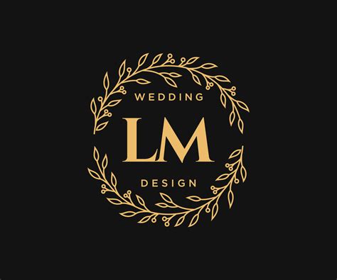 Lm Initials Letter Wedding Monogram Logos Collection Hand Drawn Modern