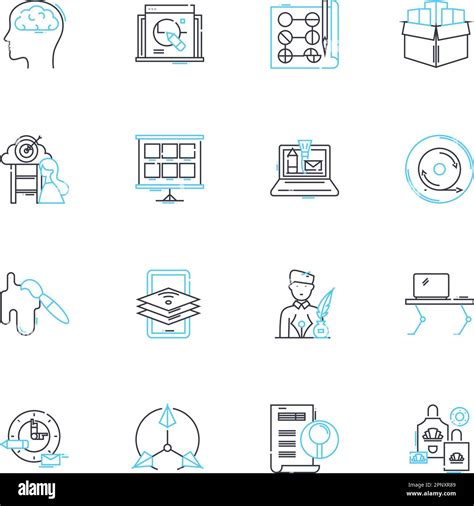 Creative Work Linear Icons Set Imagination Inspiration Innovation Artistry Ingenuity