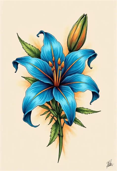 30 Blue Lily Tattoo Designs That Look Elegant Tattoo Radar