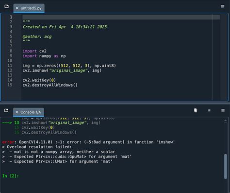 Error Opencv4110 👎 Error 5bad Argument In Function Imshow