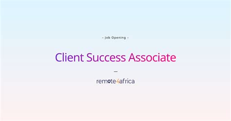 Remote Client Success Associate Job At Advertising Company Remote4africa