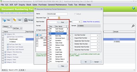 Document Numbering Format Autocount Software
