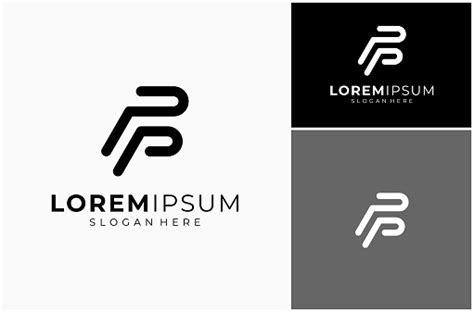 편지 Fp Pf 이니셜 모노그램 라인 아트 현대 간단한 벡터 디자인 일러스트 레이 션 개념에 대한 스톡 벡터 아트 및 기타