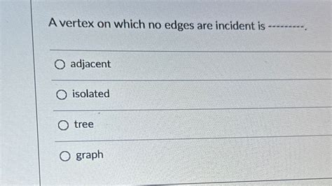 Solved A Vertex On Which No Edges Are Incident