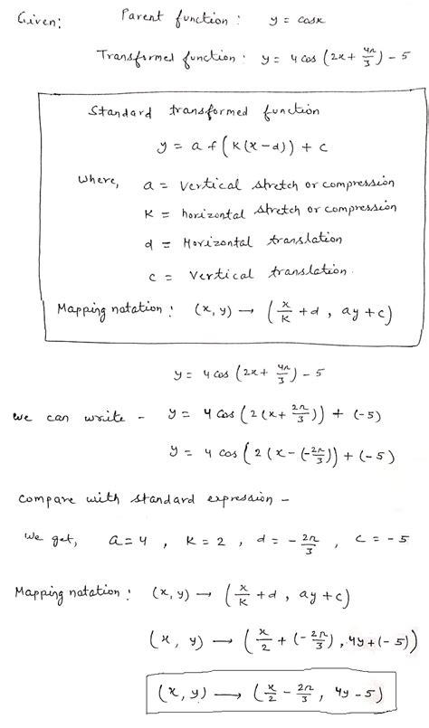 Solved To Transform Y Cos X To Y 4 Cos 2x 5 The Mapping