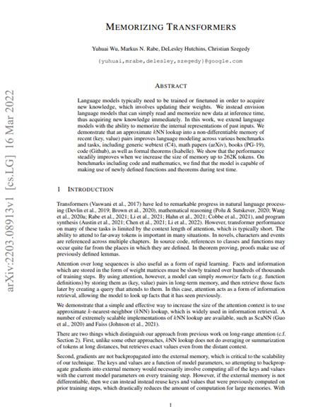 谷歌 Transformer架构扩展，记忆transformer 智源社区