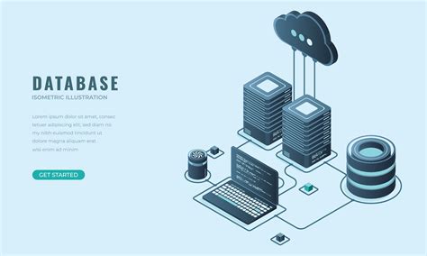 Database Connection Landing Page Concept Server Room Isometric Icon Digital Technology Website