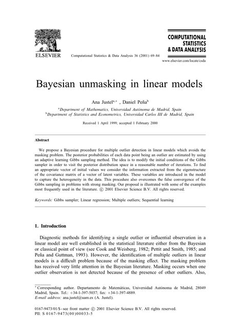 Pdf Bayesian Unmasking In Linear Models