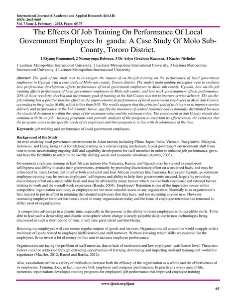 Pdf The Effects Of Job Training On Performance Of Local Government Employees In Ganda A Case