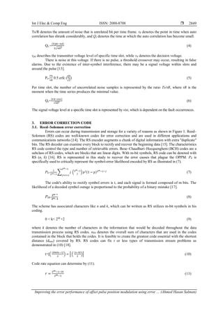 Improving The Error Performance Of Offset Pulse Position Modulation Using Reedsolomon Error