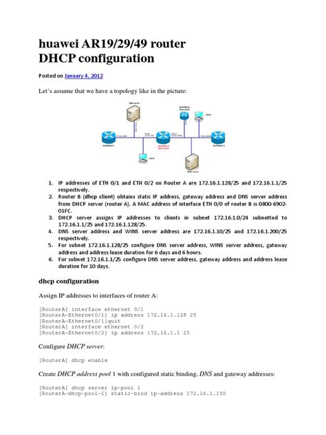 Huawei Ar19 29 49 Router Dhcp Configuration Pdf Pdf Ip Address
