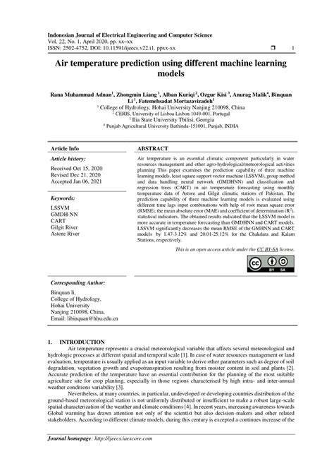 pdf air temperature prediction using different machine learning models