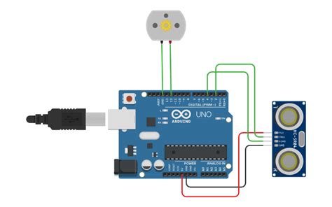 Circuit Design Copy Of Ultrasonic Sensor And Dc Motor Tinkercad
