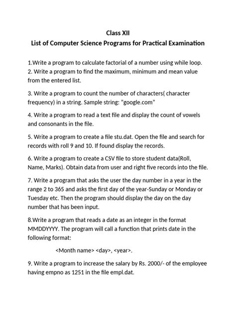 Class Xii Board Practical Pdf
