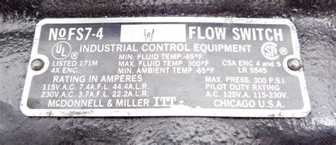 Mcdonnell And Miller Fs7 4w Flow Switch Plc Toolbox Supply