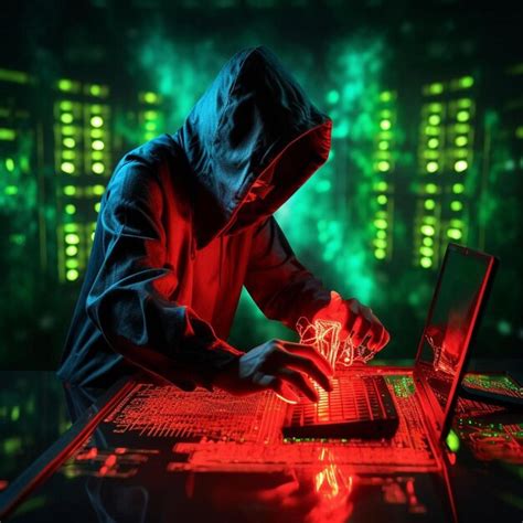 Premium AI Image Hacker Hands At Work With Interface Around