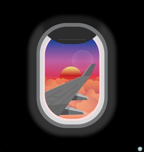 석양 비행기 창문 일러스트 Ai 무료다운로드 Free Sunset Airplane Window Vector 어반브러시