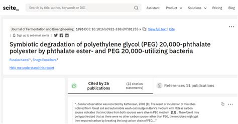 [citation Report] Symbiotic Degradation Of Polyethylene Glycol Peg 20 000 Phthalate Polyester
