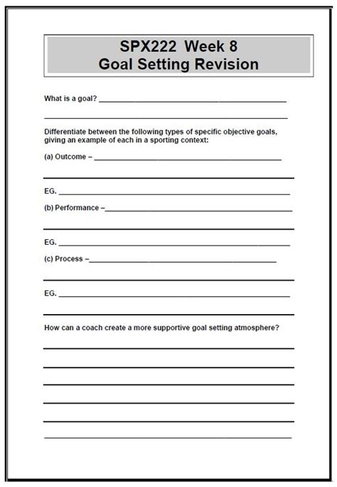 Part 1 Goal Setting Revision 2019 Spx222 Sport And Exercise Psychology