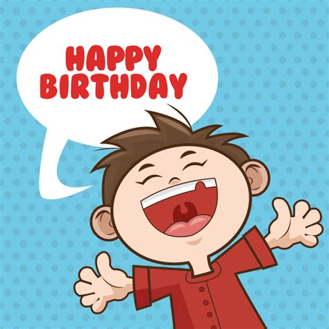 矢量卡通男孩生日快乐图片 蓝色背景上的生日祝福语和卡通小男孩矢量图素材 高清图片 摄影照片 寻图免费打包下载
