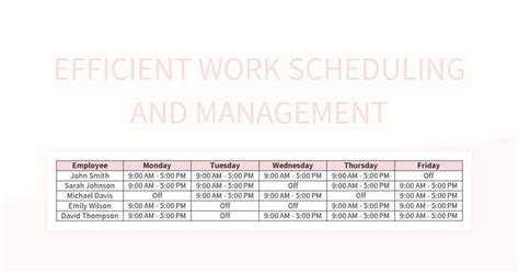 Optimizing Your Work Schedule And Management For Maximum Efficiency Excel Template Free