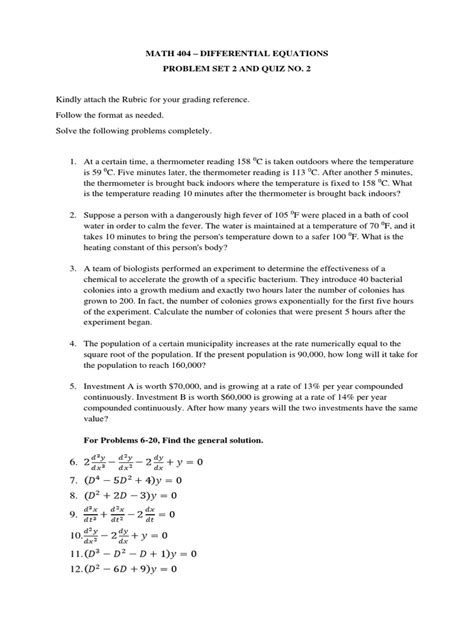 Problem Set 2 And Quiz No 2 De Pdf Thermometer Temperature
