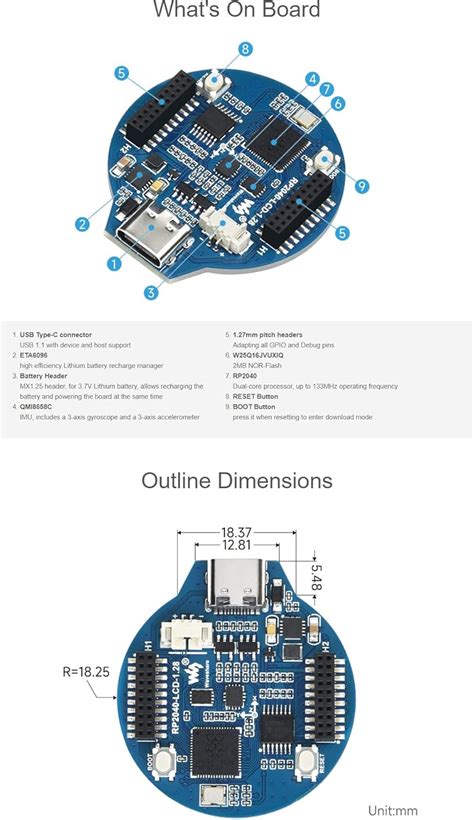Buy RP MCU Board With Inch LCD Round Shape Accelerometer And Gyroscope Sensor