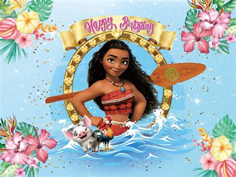 Moana Backdrop Birthday 1st Girl Party Princess Beach Summer Theme