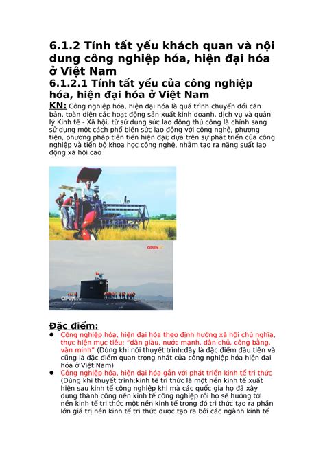 Tính tất yếu khách quan của công nghiệp hóa hiện đại hóa 6 1 Tính tất