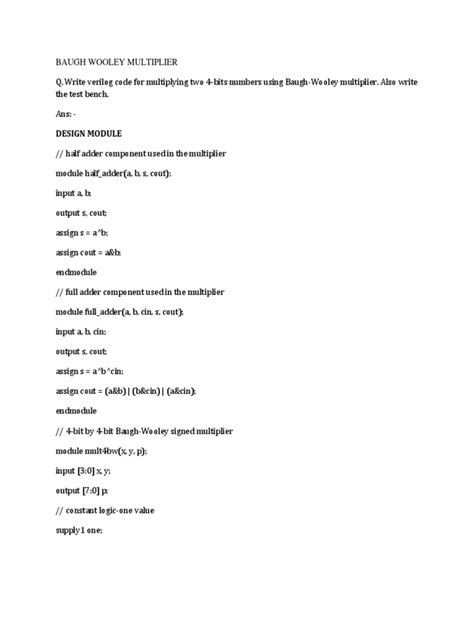 baugh wooley multiplier pdf electronic engineering software