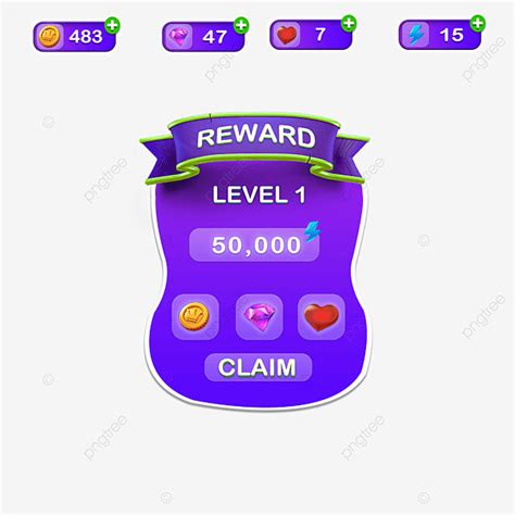 게임 일러스트 Ui 인터페이스 디자인 투명 레벨 업 보상 다이아몬드 리더 보드 금화 Png 일러스트 및 Psd 이미지 무료 다운로드 Pngtree