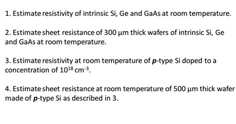 Solved Estimate Resistivity Of Intrinsic Si