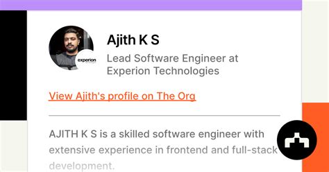 Ajith K S Lead Software Engineer At Experion Technologies The Org
