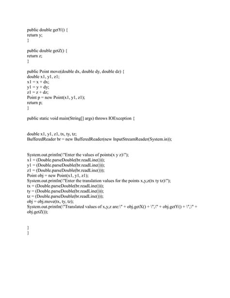 Create A Class Named Point That Represent Points In In Three Dimensiondocx