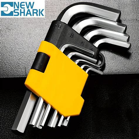 Hex Key Allen Wrench Set 9 Piece L Shape Metric Assortment In Chrome Vanadium Steel 1 5 10 Mm