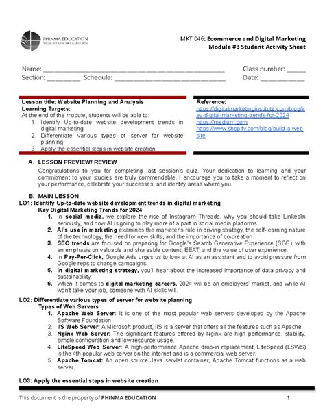 MKT046 SAS3 Lectures Notes Module 3 Babe Activity Sheet Name Studocu