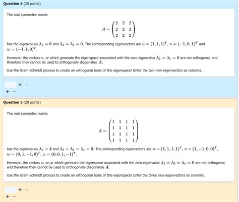 solved question 4 20 points the real symmetric matrix 2 2