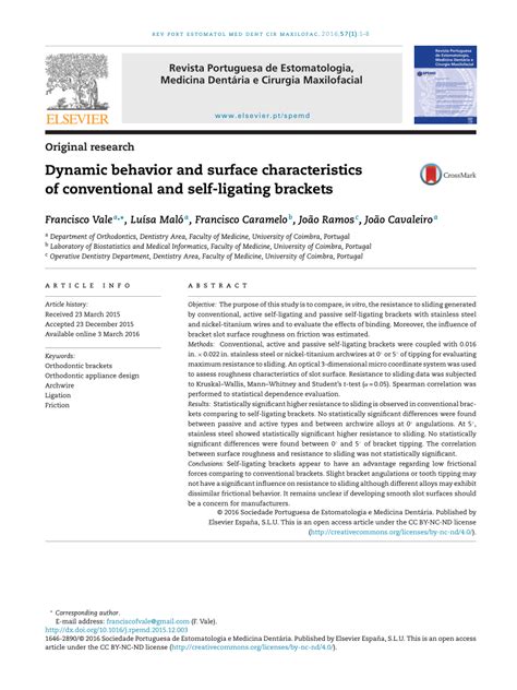 Pdf Dynamic Behavior And Surface Characteristics Of Conventional And Self Ligating Brackets