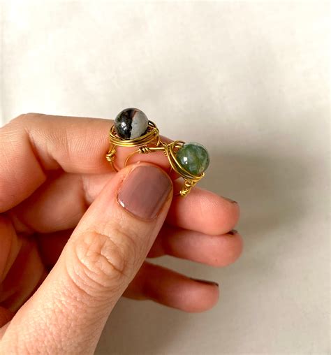 Tree Agate Ring X 2 Gemstone Wire Wrapped Rings Handcrafted Etsy