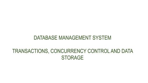 Solution Database Management Systemstransactions Concurrency Control