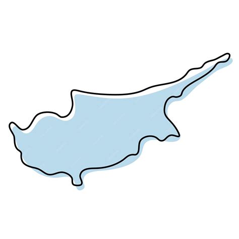 키프로스 아이콘의 양식된 간단한 개요 지도입니다 키프로스 벡터 일러스트 레이 션의 파란색 스케치 지도 프리미엄 벡터