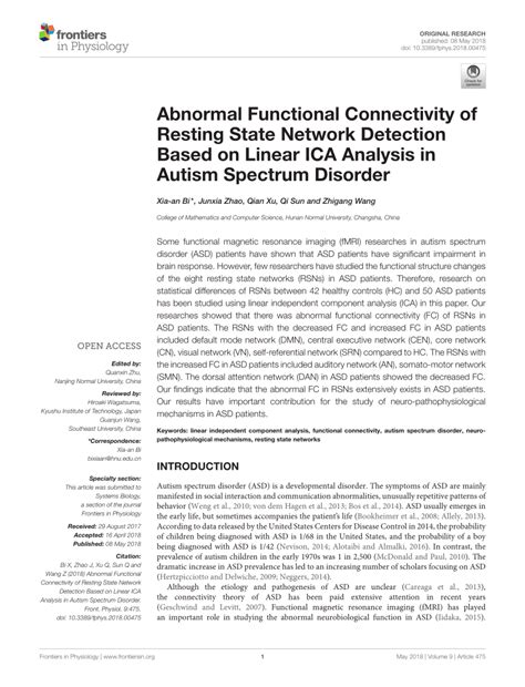 Pdf Abnormal Functional Connectivity Of Resting State Network Detection Based On Linear Ica