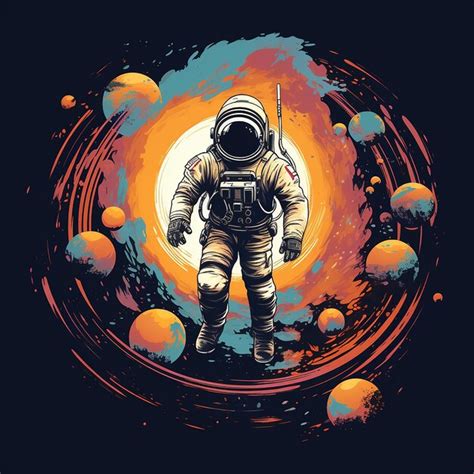 Space Astronaut Tshirt Design Premium Ai Generated Image
