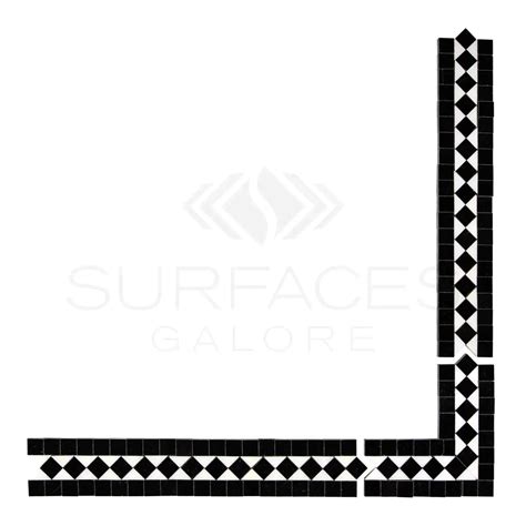 Thassos White Bias Corner Marble Tile Black Accent Surfacesgalore